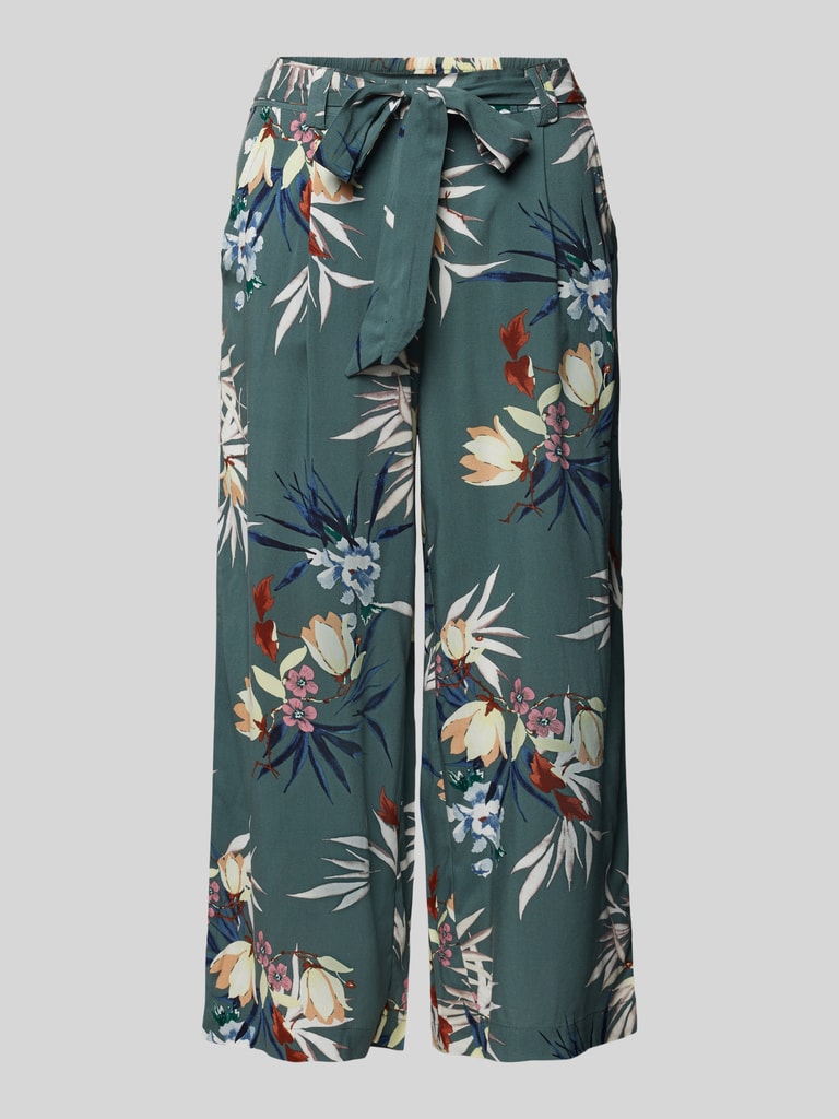 Only Wide leg stoffen broek met strikceintuur, model 'NOVA LIFE CROP ...