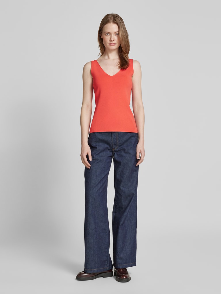 s.Oliver BLACK LABEL Slim fit top in een fijne viscosemix in koraal ...