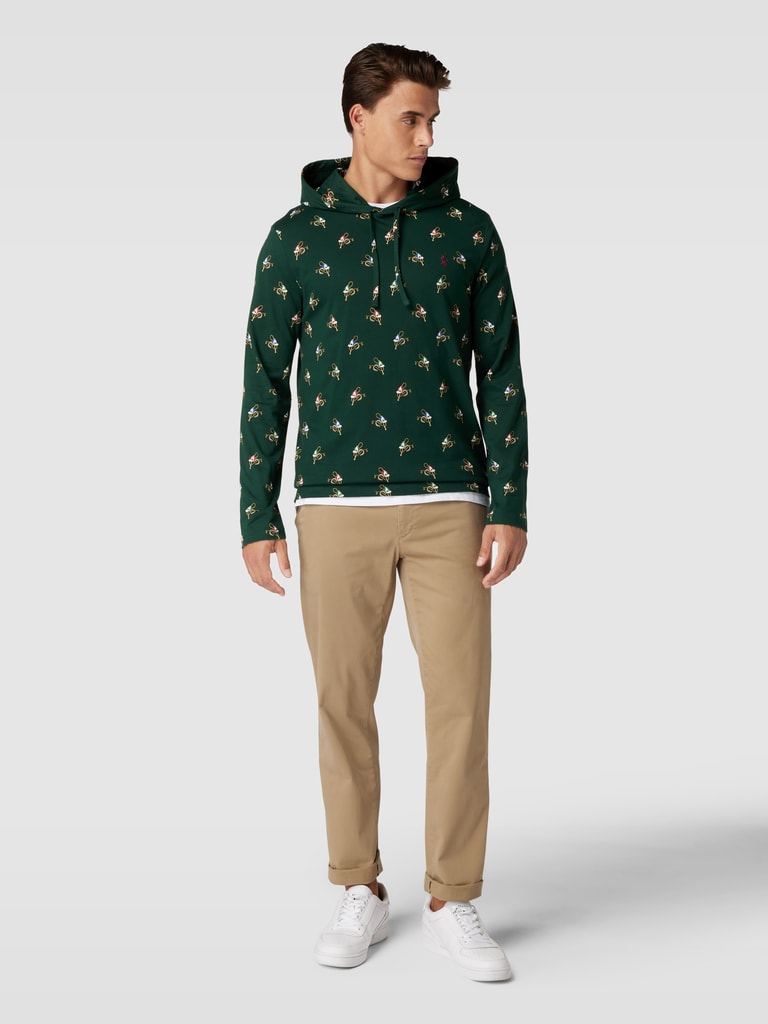 Polo Ralph Lauren Hoodie met labelstitching in donkergroen online kopen ...