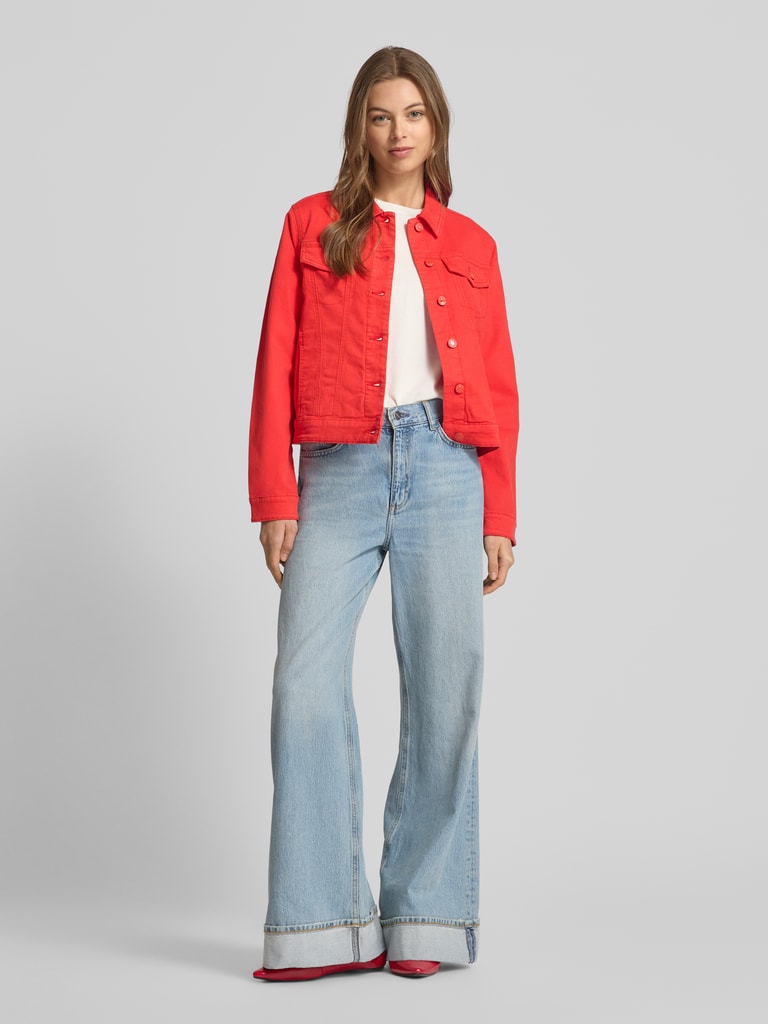 s.Oliver RED LABEL Boxy fit jeansjack van katoenmix met paspelzakken op ...