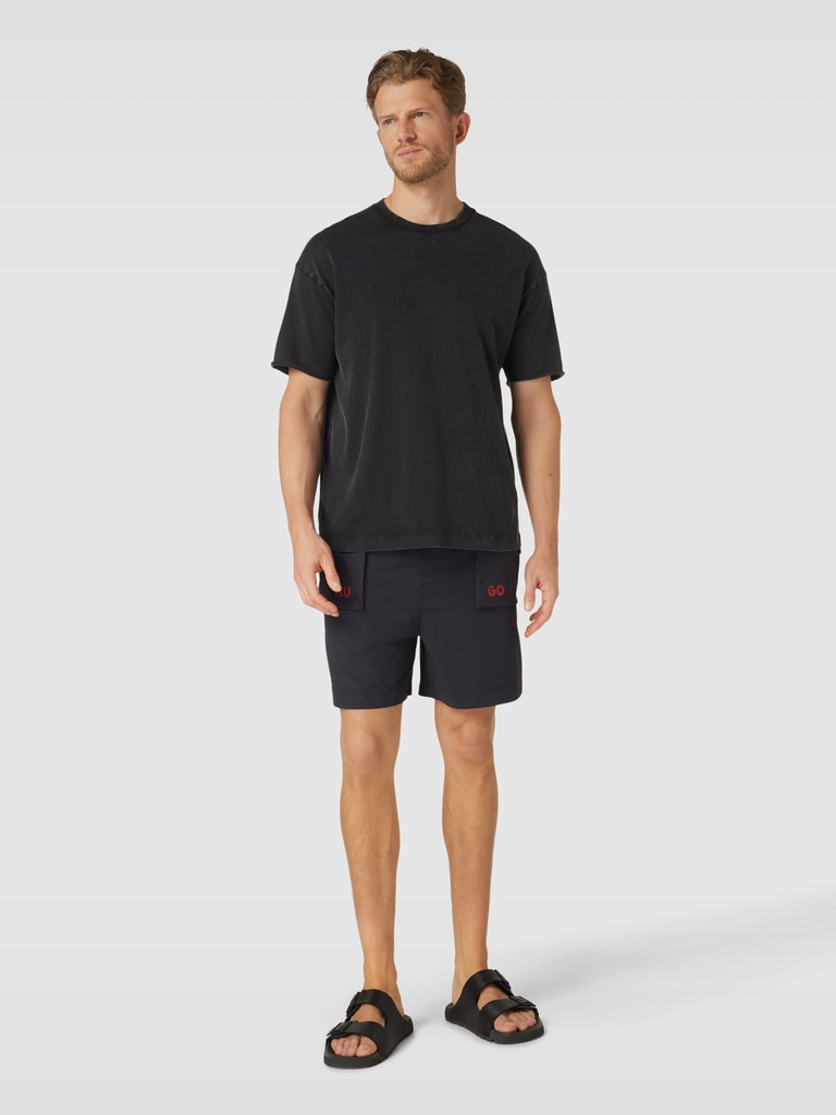 HUGO Shorts mit Logo-Print Modell 'Dorol' (black) online kaufen