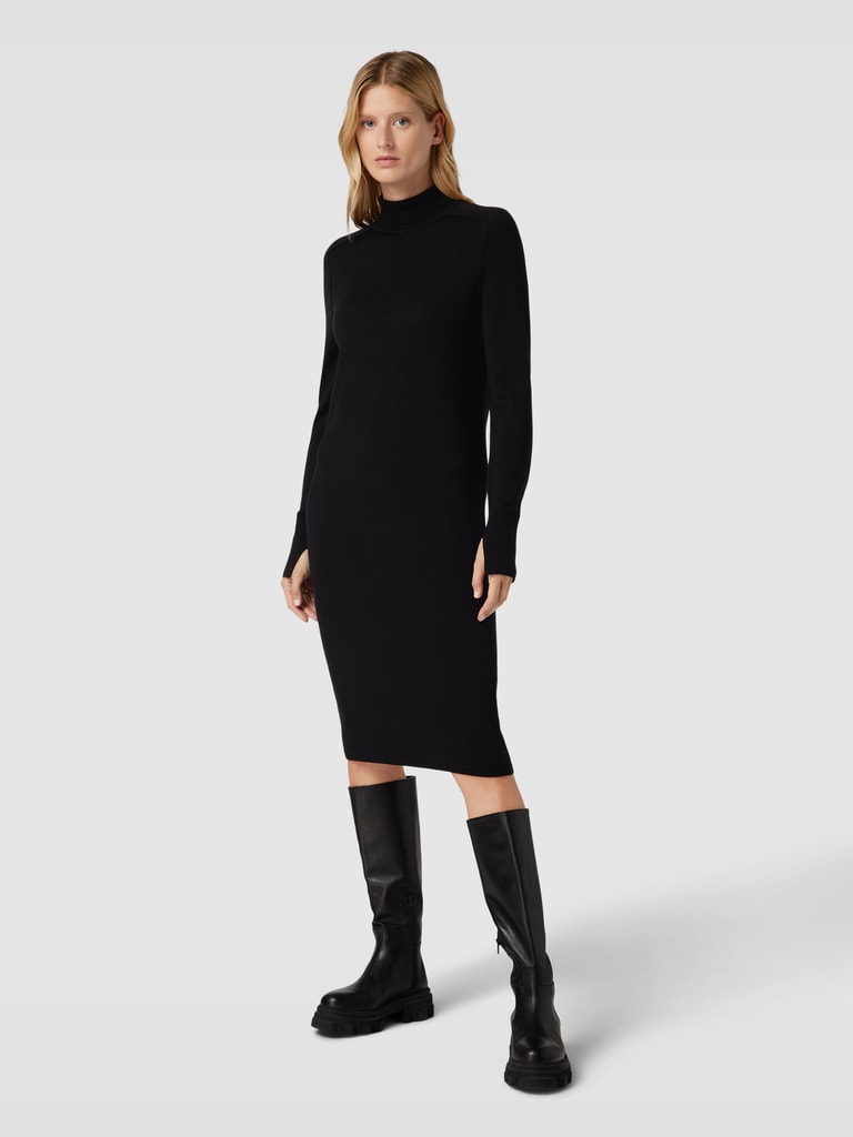 Calvin Klein Womenswear Tricotjurk van wol met rolkraag in zwart online ...