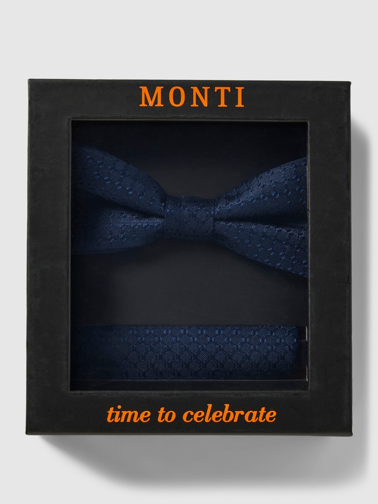 Monti Set van strik en pochet in marineblauw online kopen | P&C