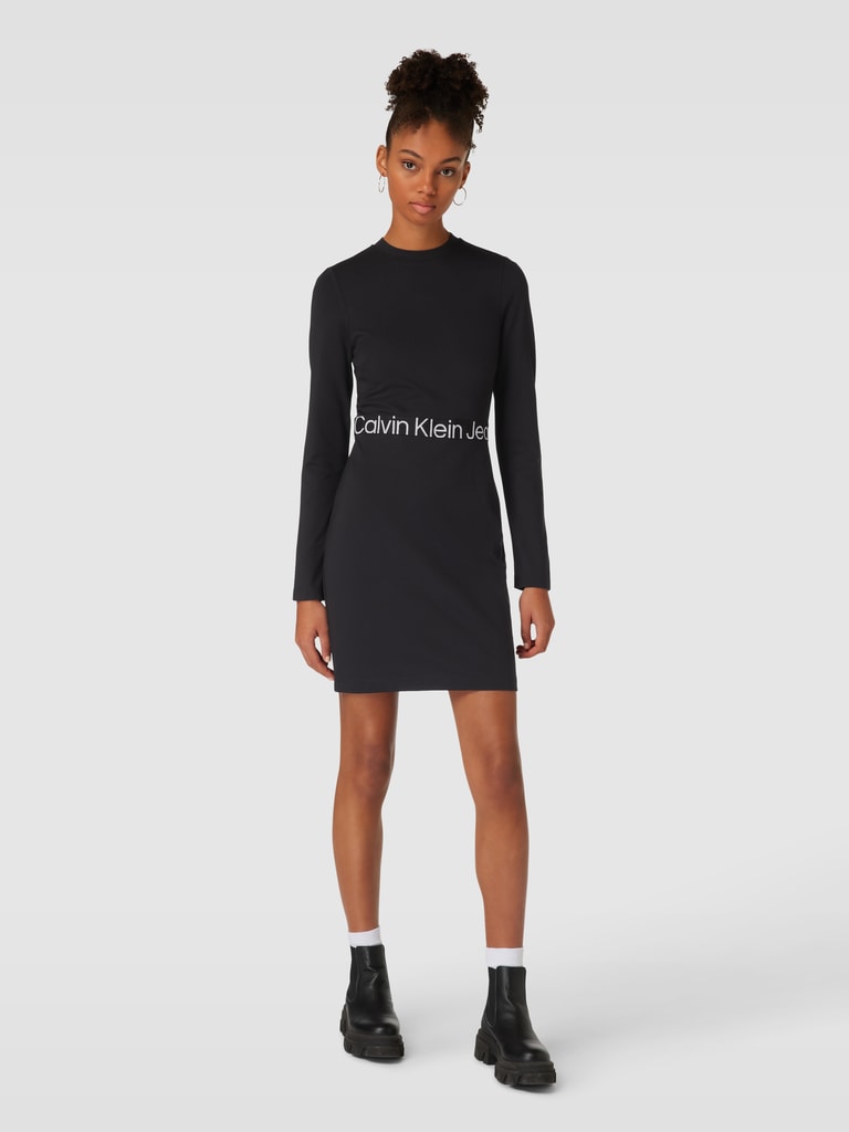 Calvin Klein Jeans Knielange jurk met elastische tailleband, model 'MILANO' in zwart online ...