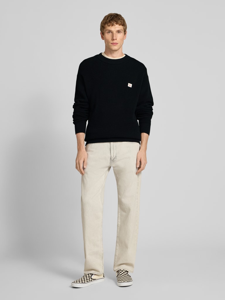 Calvin Klein Jeans Gebreide pullover met labelpatch in zwart online ...