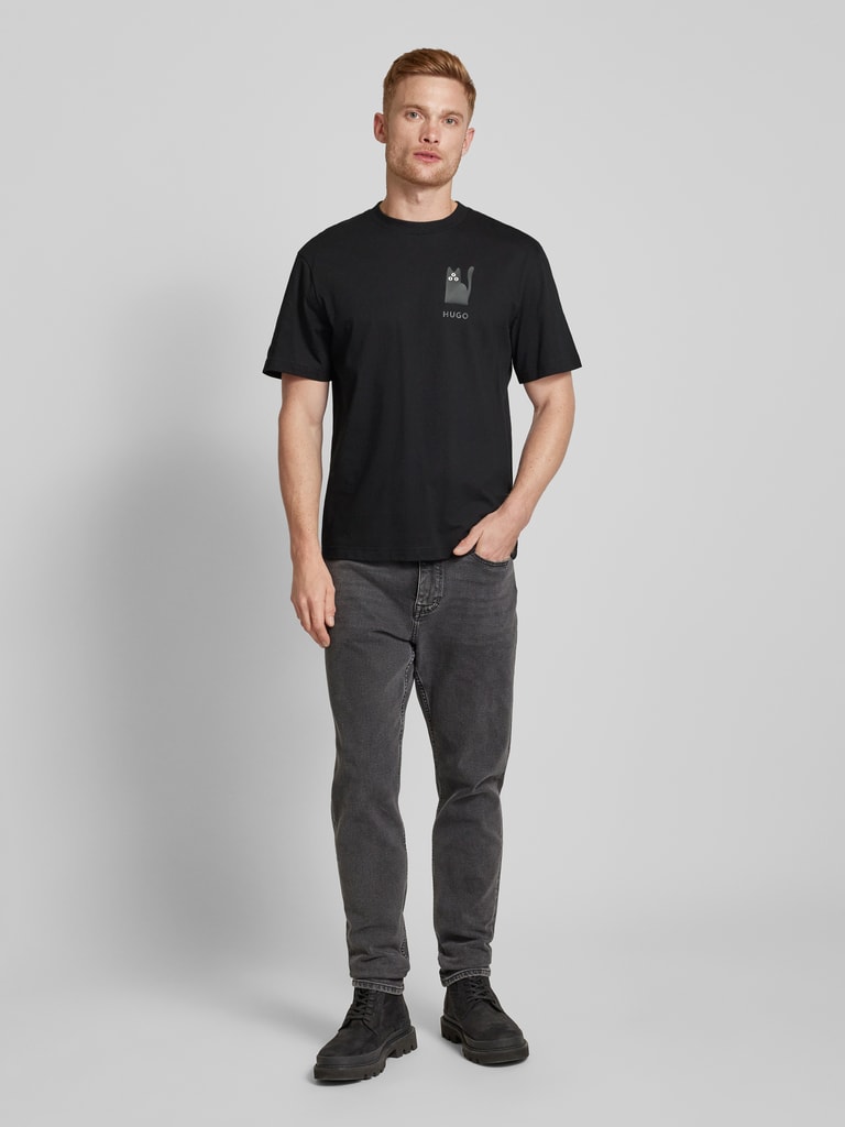 HUGO T-Shirt mit Label-Print Modell 'Dicatiko' (black) online kaufen