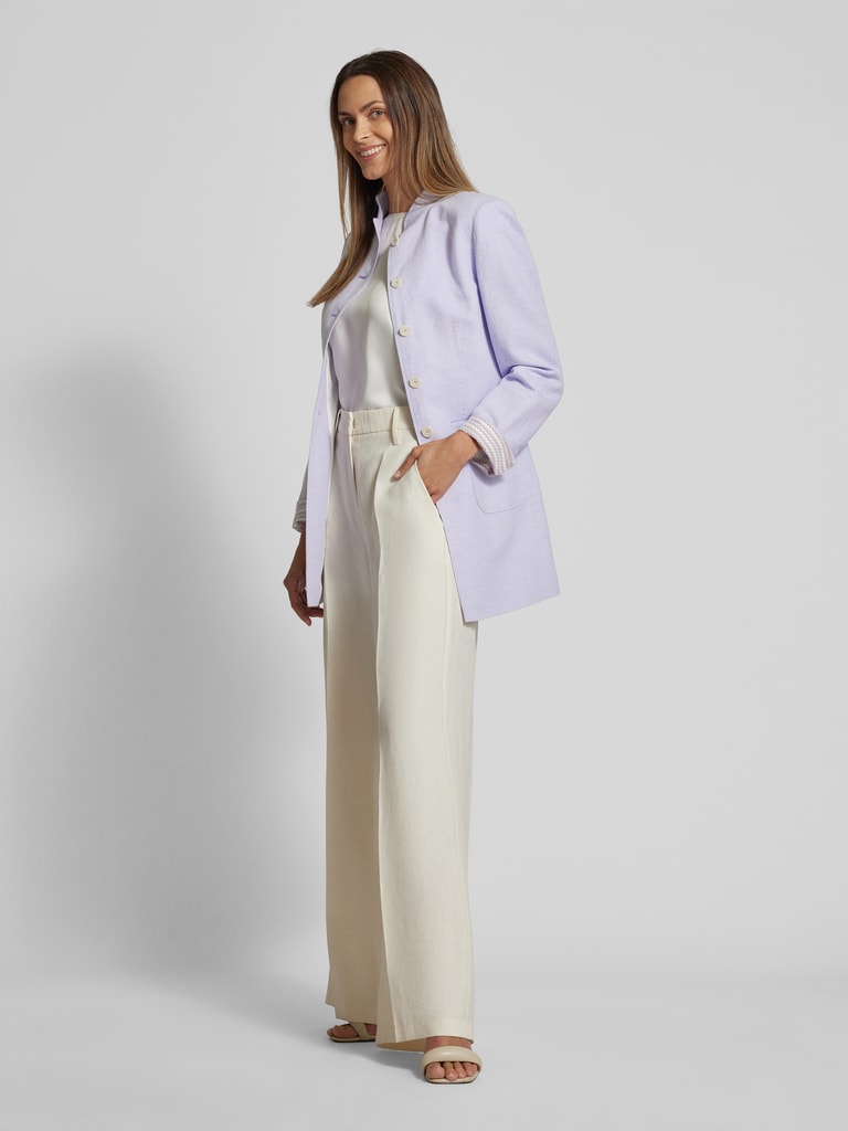 White Label Blazer in unifarbenem Design aus Leinen-Baumwoll-Mix ...