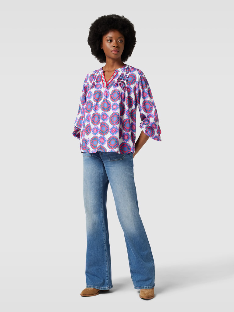 Emily Van den Bergh Blouseshirt van viscose met all-over motief in rood ...