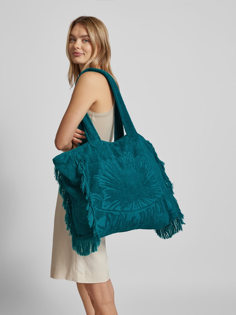 SUN OF A BEACH Strandtasche aus Frottee mit Fransen (petrol) online kaufen