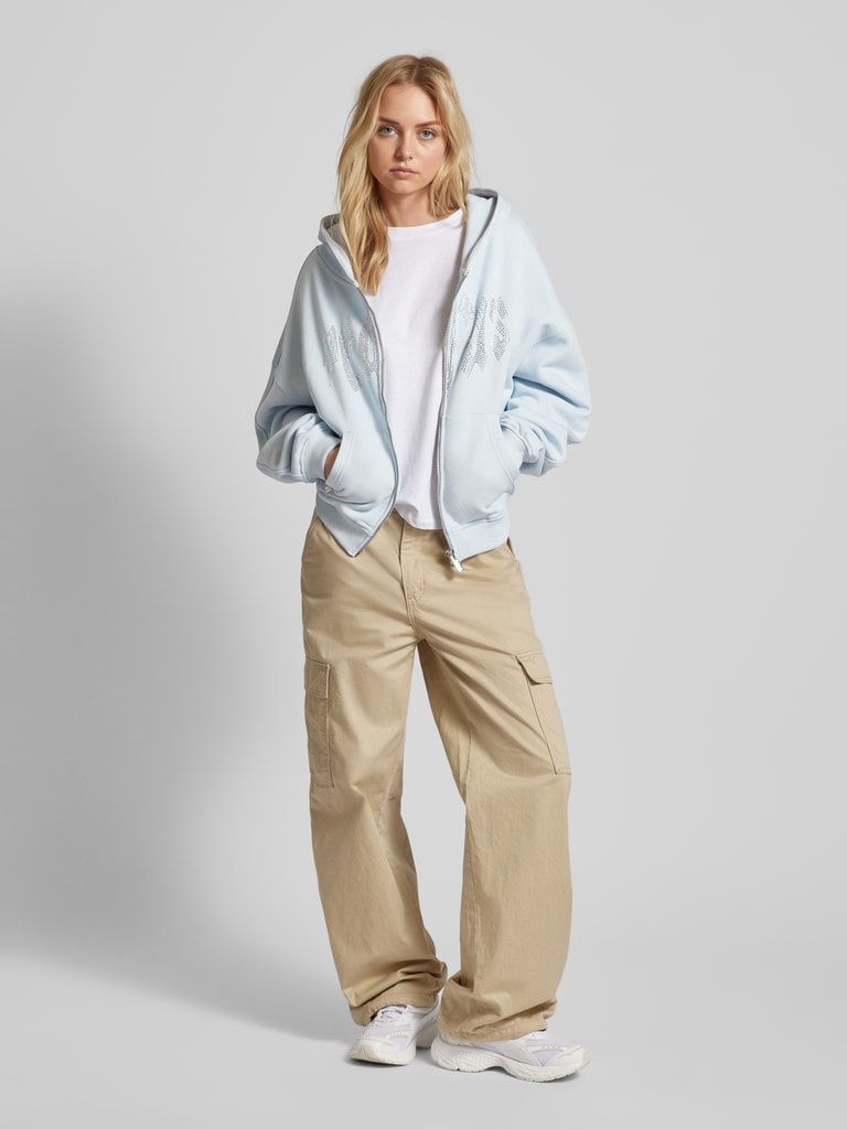 PEQUS Sweatjack met strass-steentjes, model 'Mythic' in lichtblauw ...