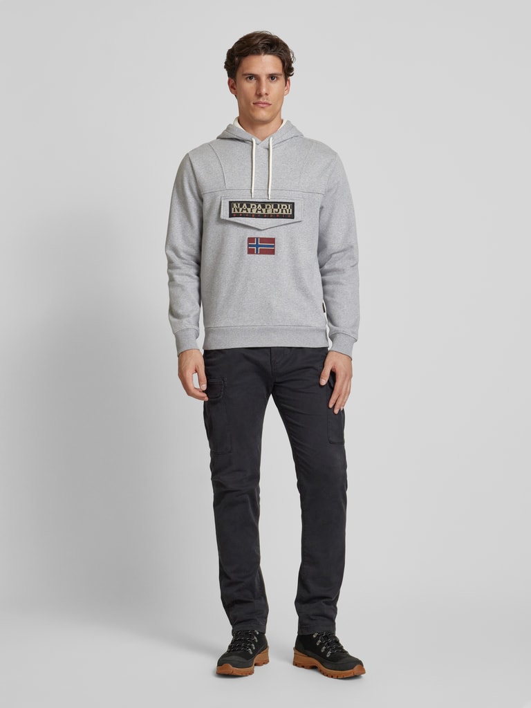 Napapijri Hoodie mit Label-Patch Modell 'BURGEE' (mittelgrau) online kaufen