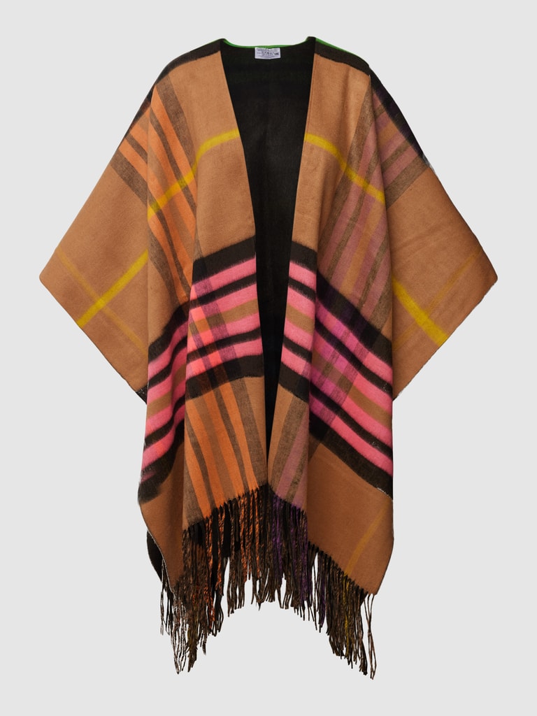 Fraas Poncho met franjes, model 'Ruana' in camel online kopen | P&C