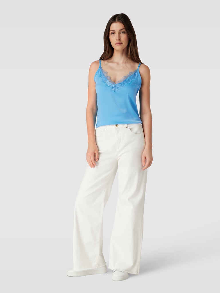 Saint Tropez Top mit Spitzenbesatz Modell 'Ash' (tuerkis) online kaufen