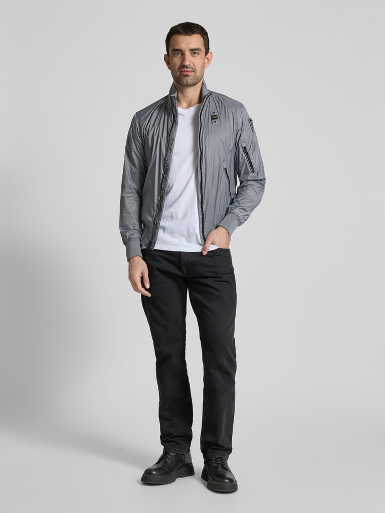 Blauer Usa Bomberjack met ritszakken, model 'BRAHMS' in zilver online kopen | P&C