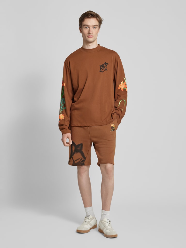 HUGO Sweatshirt mit gerippten Abschlüssen Modell 'Diflowerlo ...