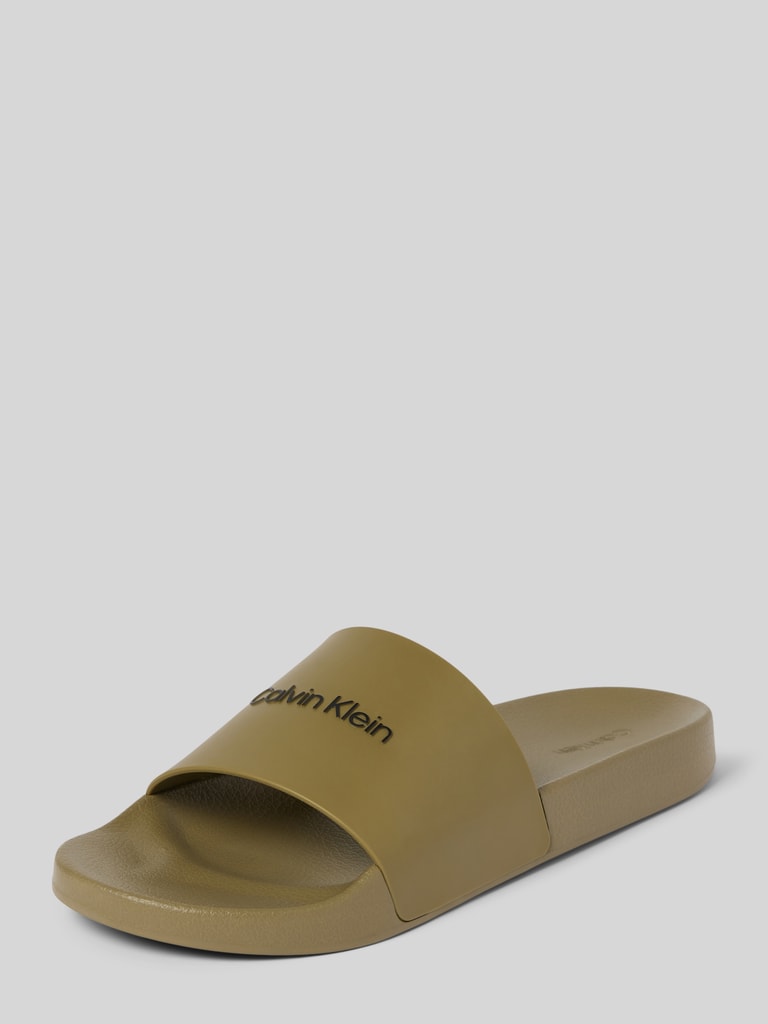 CK Calvin Klein Slides mit Label-Schriftzug Modell 'POOL SLIDE' (oliv ...