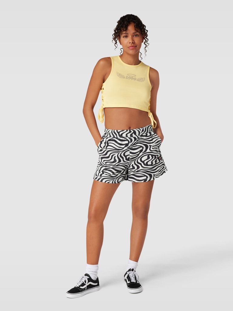 Only Korte top met met strass-steentjes, model 'TELMA' in pastelgeel ...