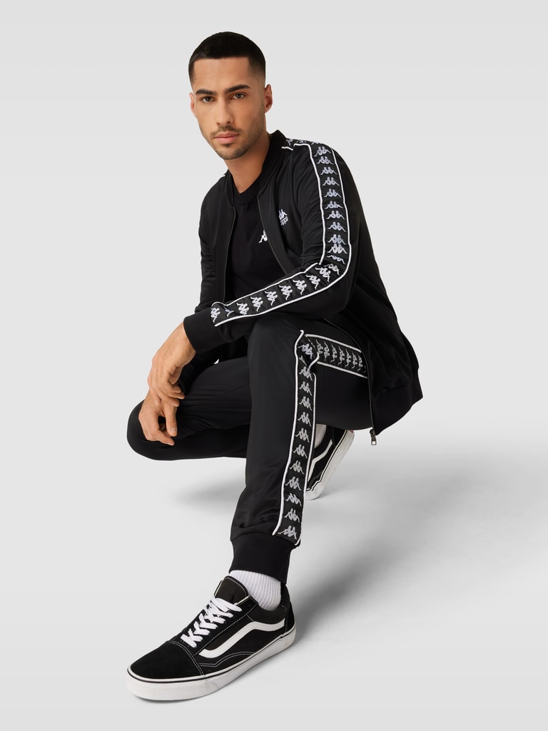 Kappa Sweatjacke mit Label-Stitching Modell 'College' (black) online kaufen