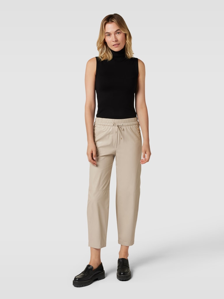 Marc Cain Jogpants in Leder-Optik mit elastischem Bund (sand) online kaufen