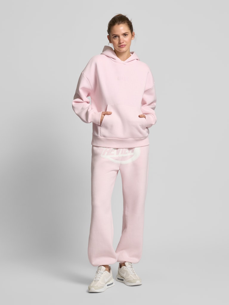 REVIEW Hoodie mit Label-Stitching und Känguru-Tasche (rose) online kaufen