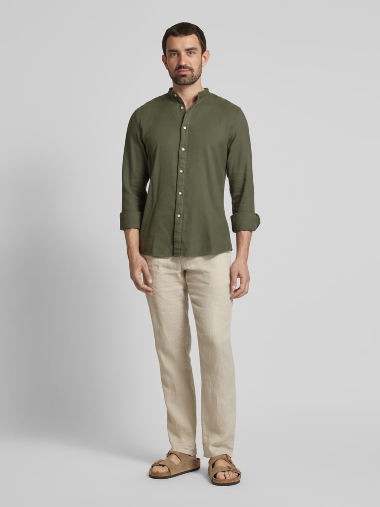 MCNEAL Vrijetijdsoverhemd met opstaande kraag, model 'HUGO' in kaki ...