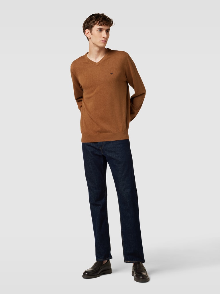 Fynch-Hatton Strickpullover mit Label-Stitching (hazel melange) online ...