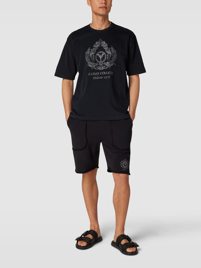 CARLO COLUCCI T-Shirt mit Label-Stitching (black) online kaufen
