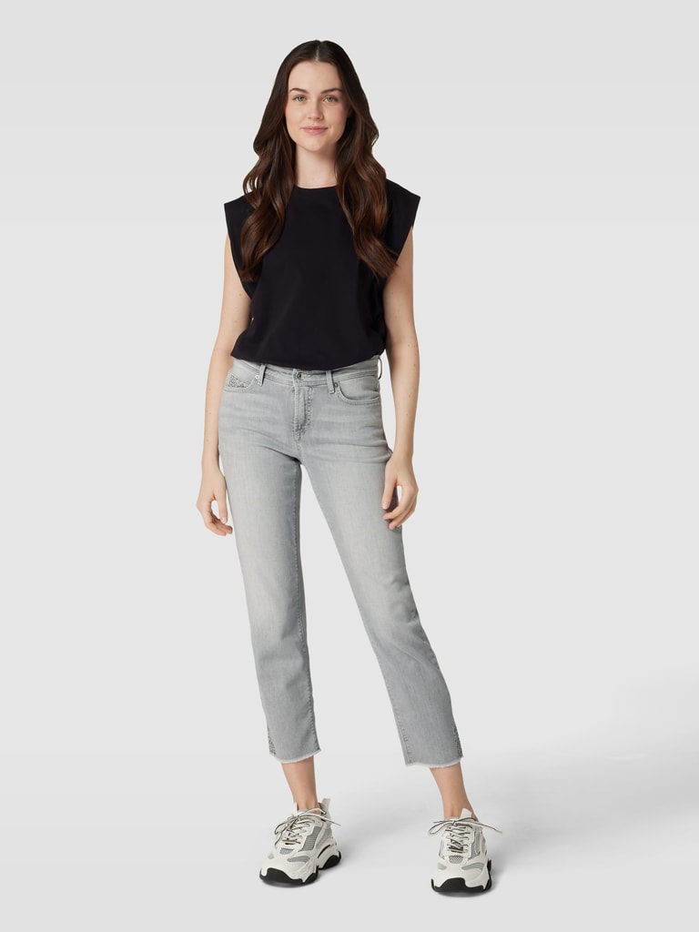 Cambio Jeans met strass-steentjes, model 'PIPER' in lichtgrijs online ...