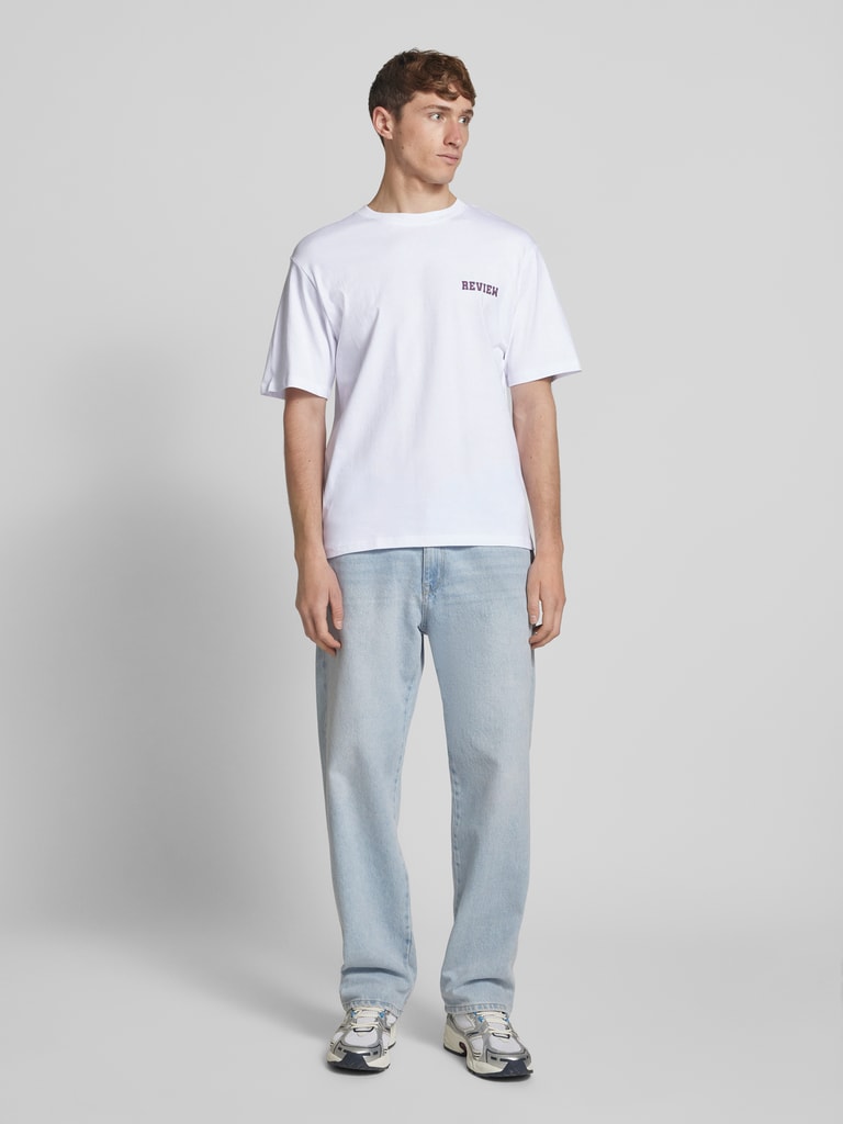 REVIEW Regular Fit T-Shirt aus Baumwoll-Viskose-Mix (weiss) online kaufen