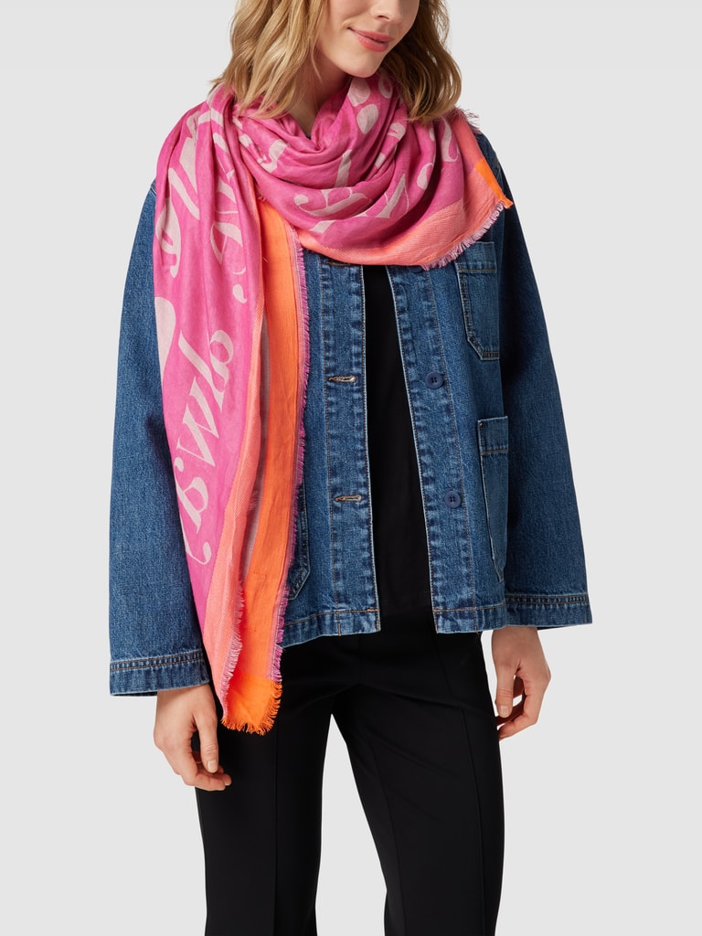 Codello Sjaal met all-over motief, model 'BELIEVE IN LOVE' in felroze ...