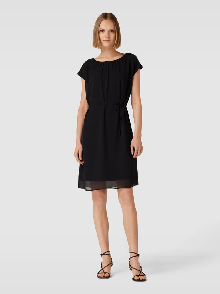 s.Oliver BLACK LABEL Knielange jurk met boothals in zwart online kopen | P&C