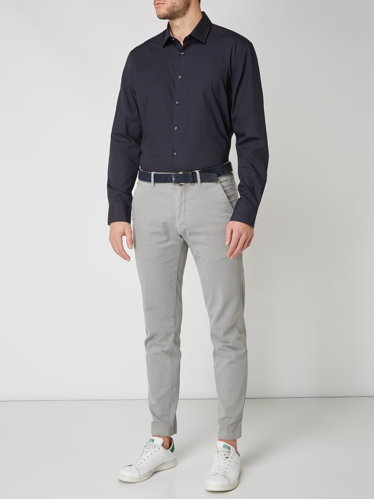 Montego Regular fit zakelijk overhemd van popeline in marineblauw ...