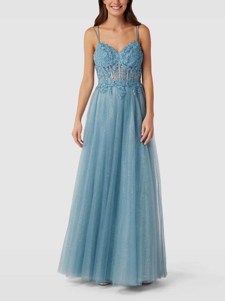 Luxuar Abendkleid mit Ziersteinbesatz (rauchblau) online kaufen