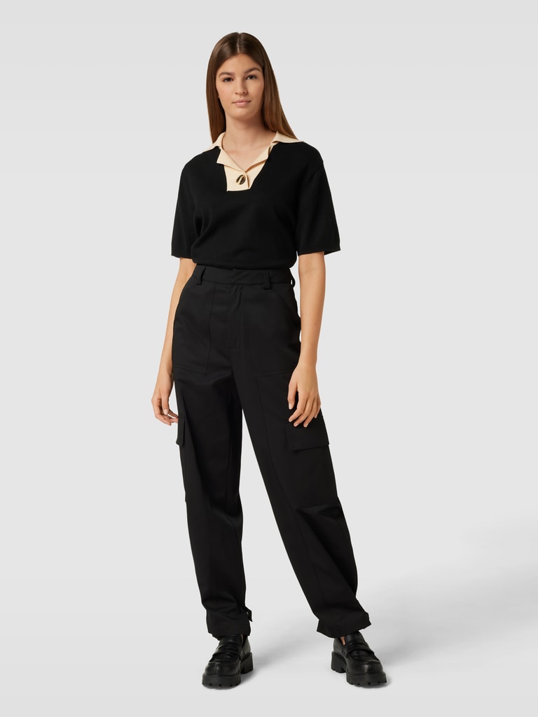 Minus Poloshirt in Strick-Optik Modell 'PAMIA' (black) online kaufen