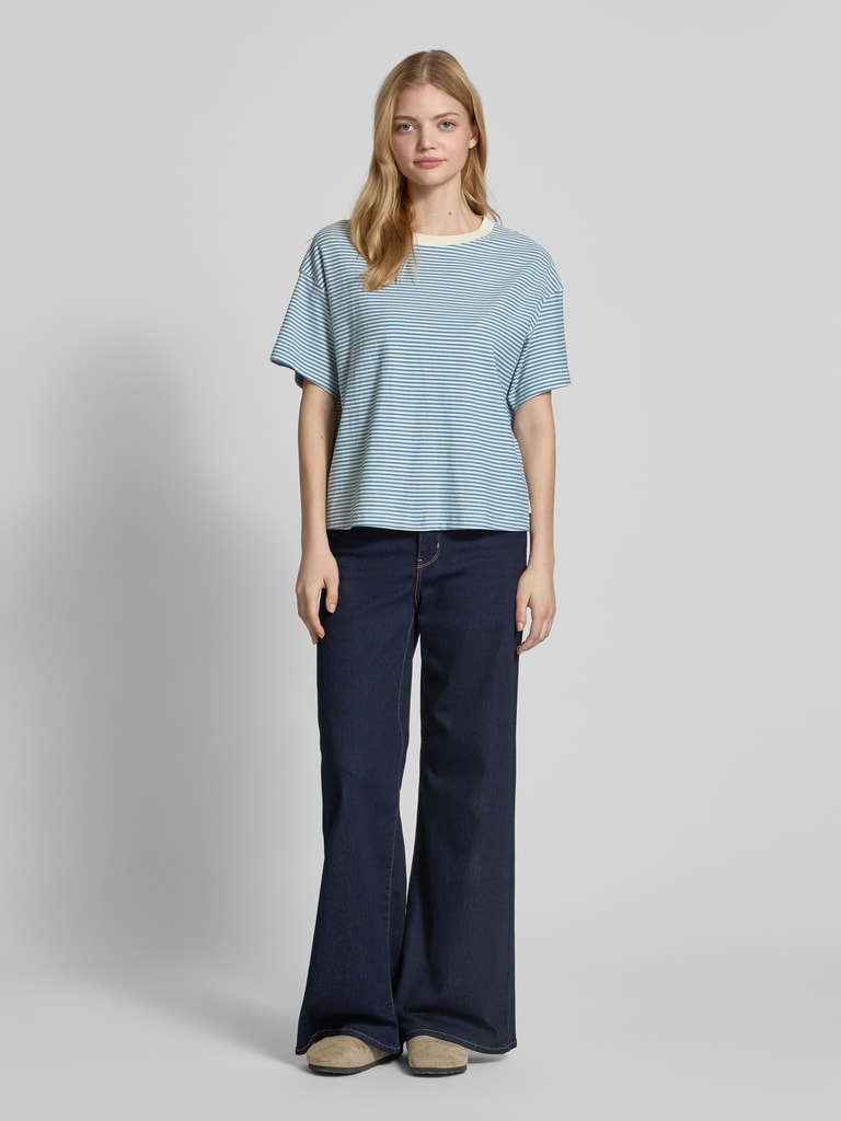 Mustang T-shirt met geribde ronde hals, model 'Cynthia' in wit online ...