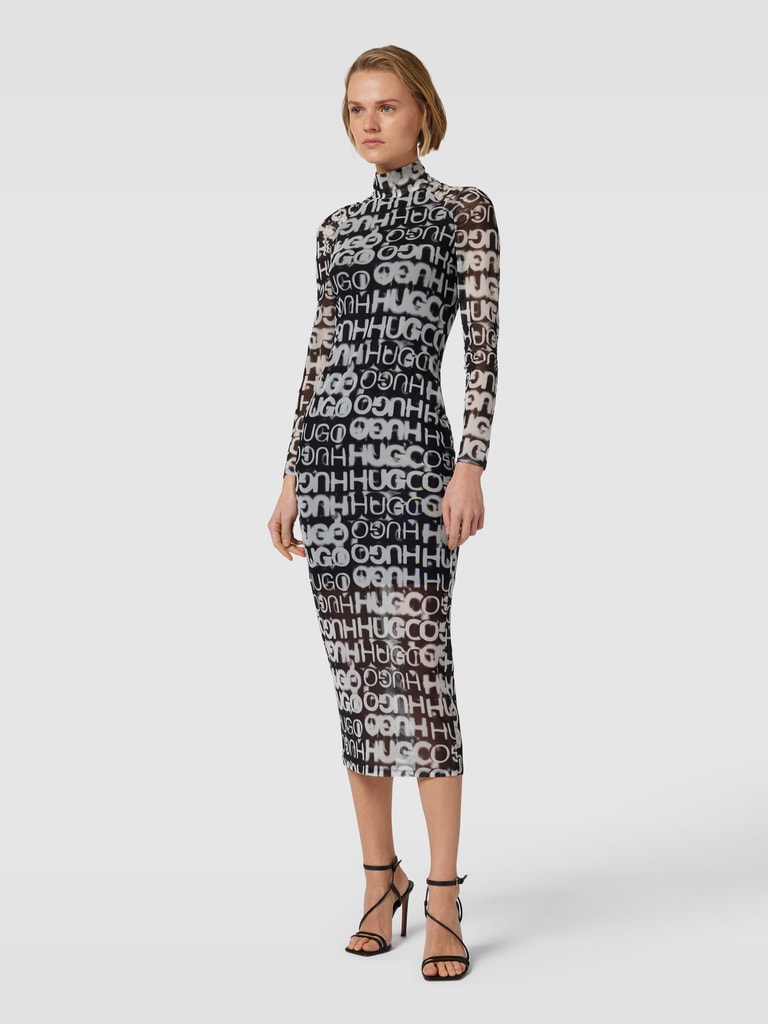 HUGO Midikleid mit Allover-Muster Modell 'Nortensis' (weiss) online kaufen