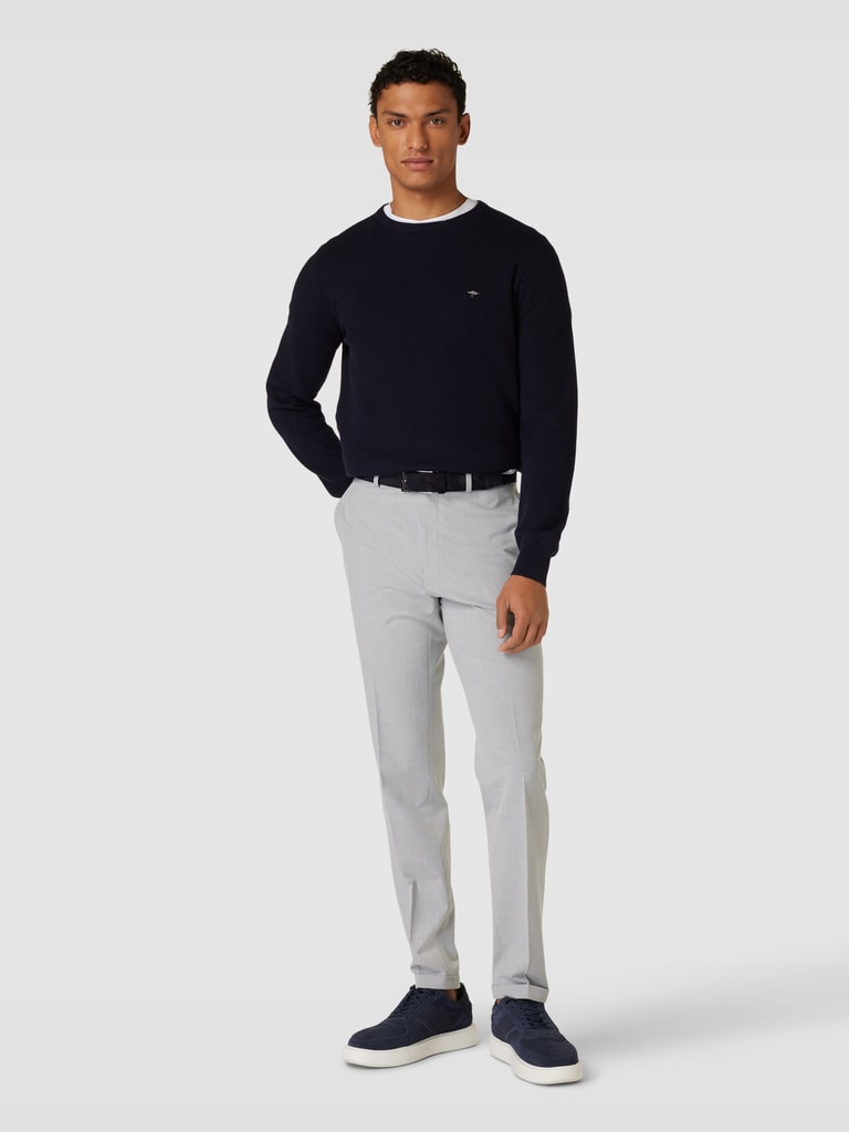 Fynch-Hatton Strickpullover mit Label-Stitching (marine) online kaufen