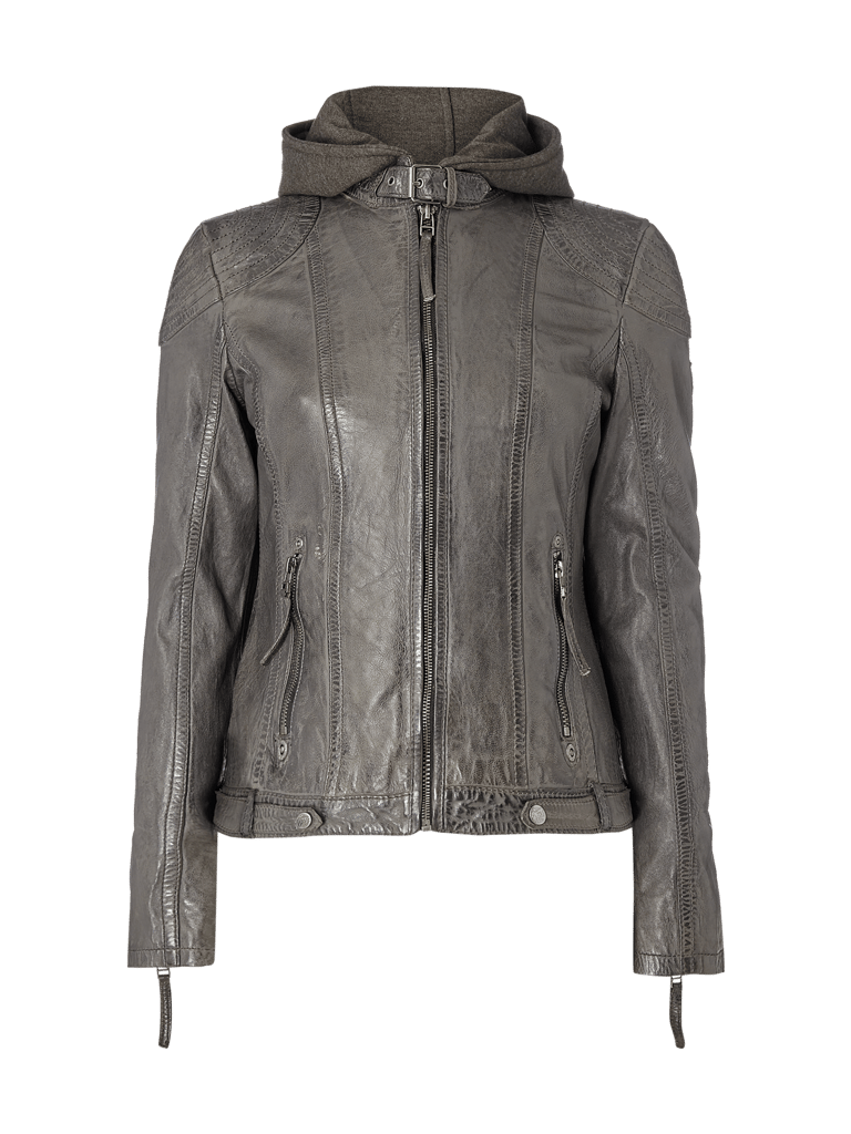 Gipsy Lederjacke mit abnehmbarer Kapuze (anthrazit) online kaufen