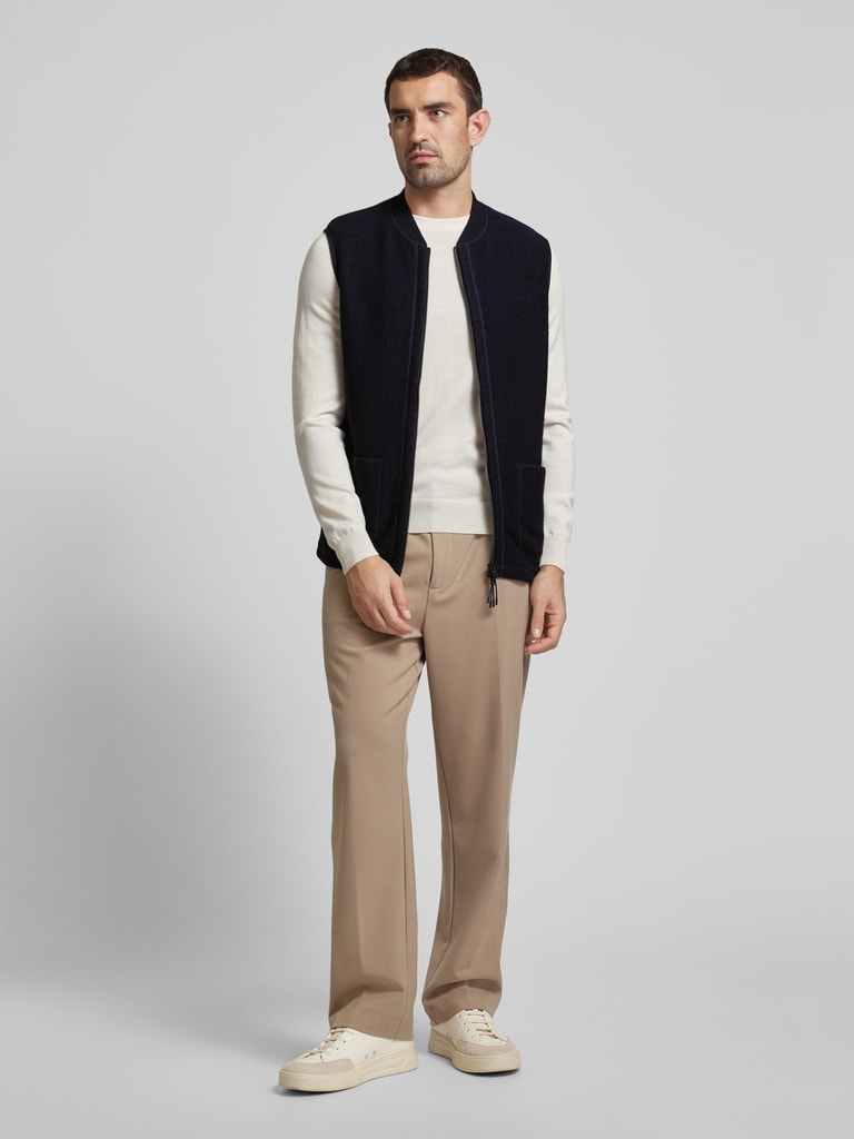 Fynch-Hatton Weste aus Wolle mit Label-Detail (marine) online kaufen