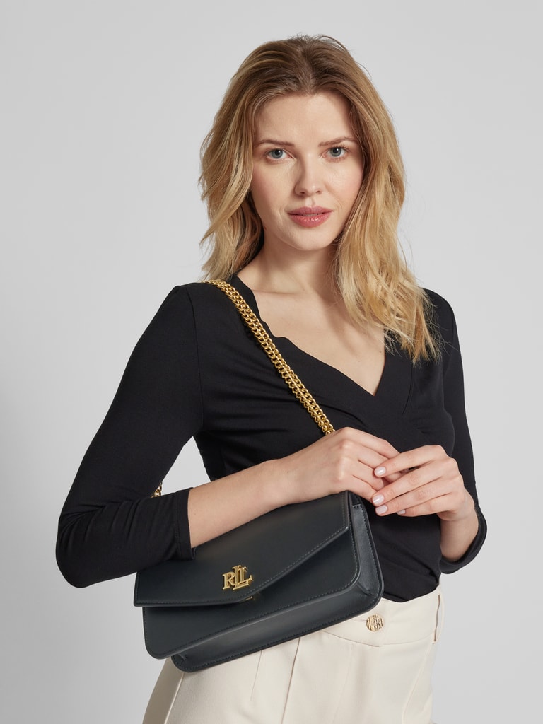 Lauren Ralph Lauren Schoudertas van leer met labelapplicatie, model ...