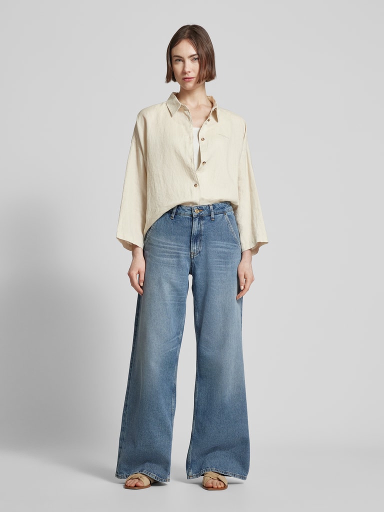 Kup online Mazine Bluzka lniana z wyhaftowanym logo model ‘Lia ...