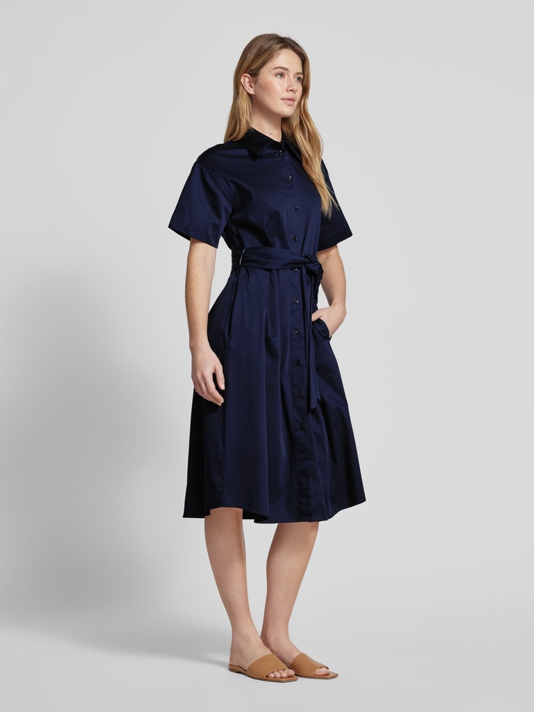 Seidensticker Midi-jurk met strikceintuur in marineblauw online kopen | P&C