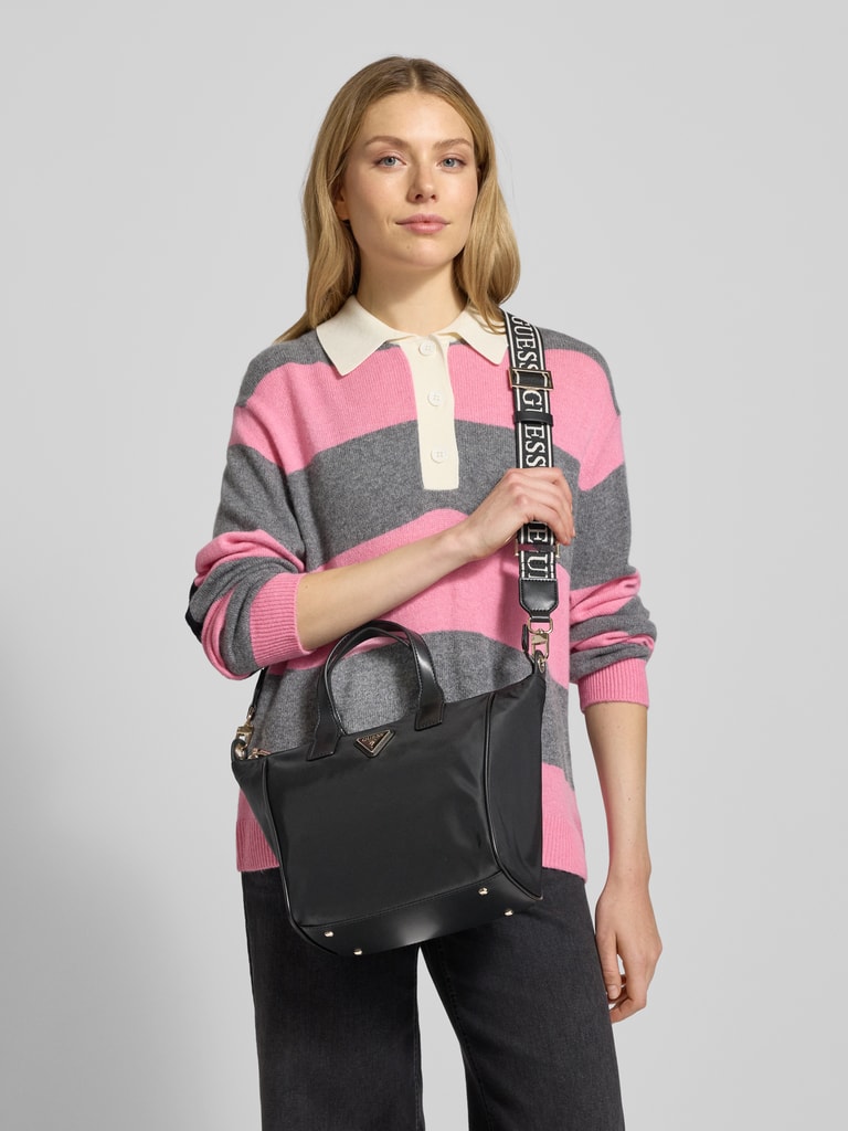 Guess Handtas met labelapplicatie, model 'FOLLIE SMALL TOTE' in zwart ...