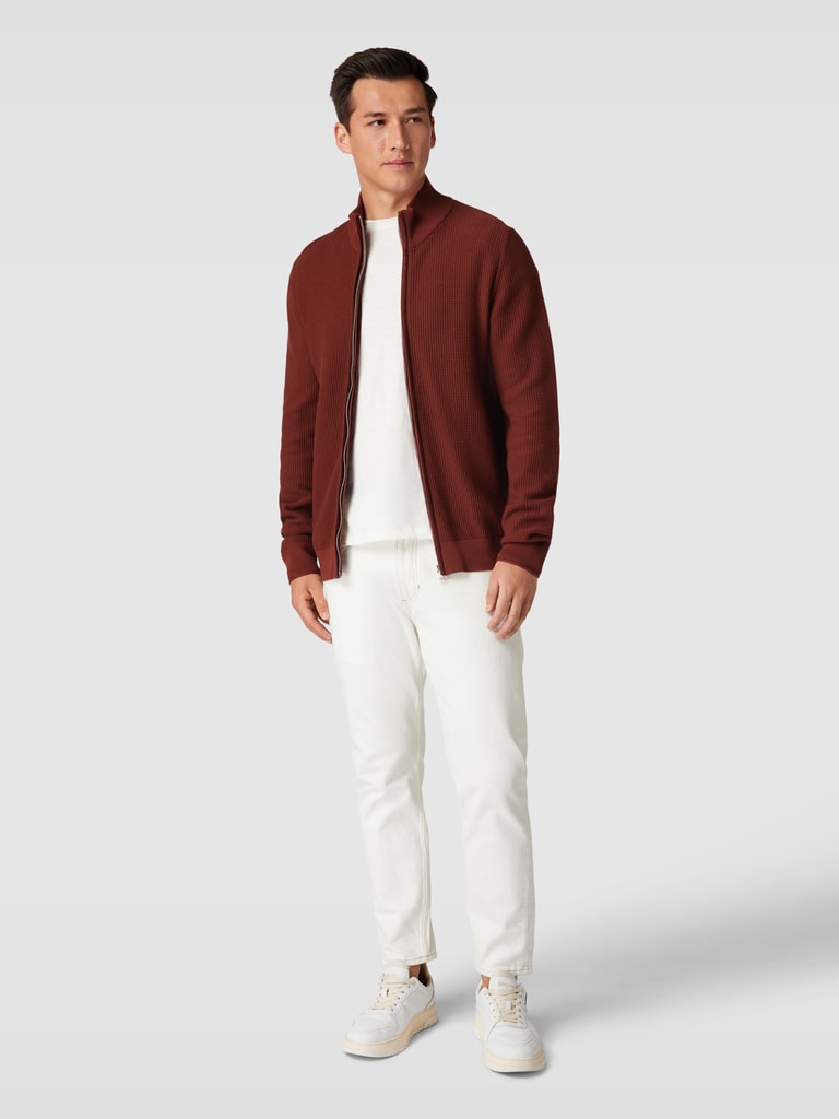 s.Oliver RED LABEL Gebreid vest met opstaande kraag in roestrood online ...