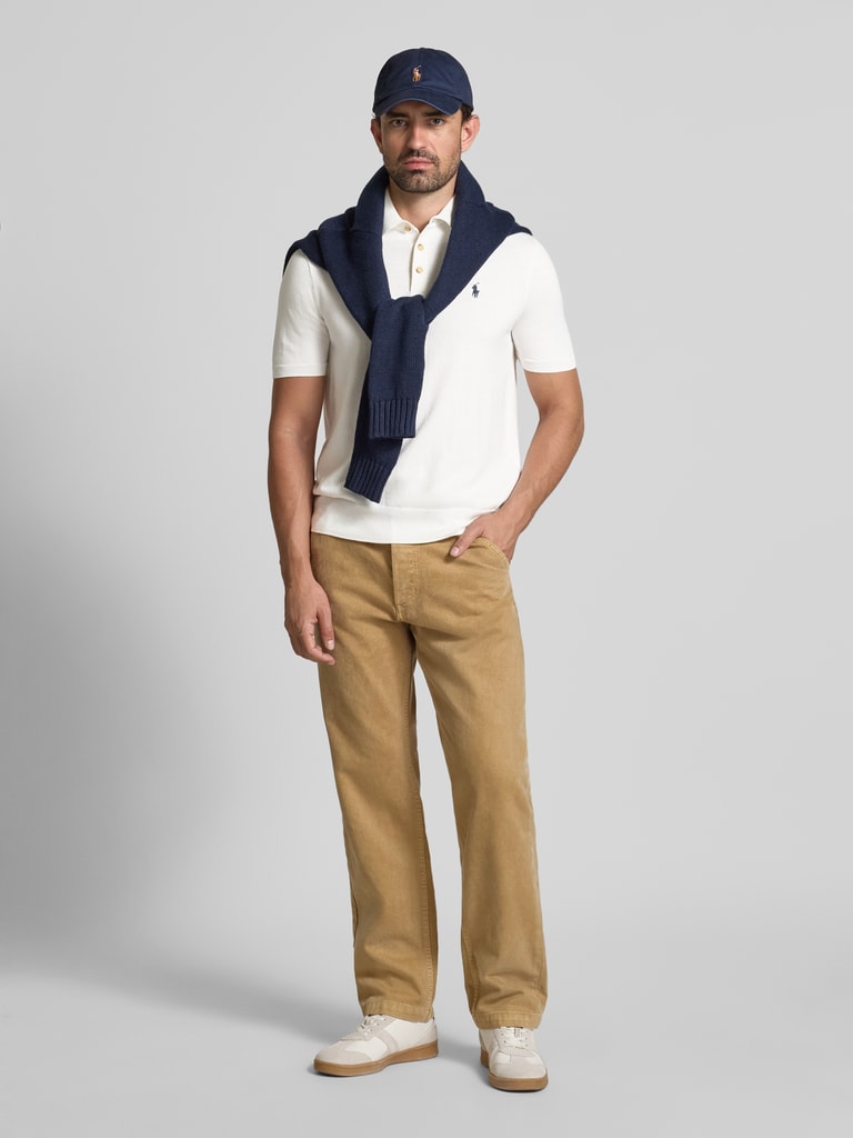 Polo Ralph Lauren Regular fit poloshirt met labelstitching in offwhite ...
