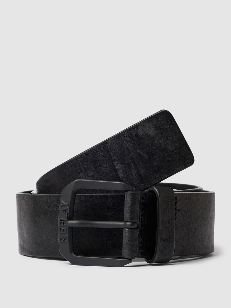 Replay Leren riem met structuurmotief in zwart online kopen | P&C
