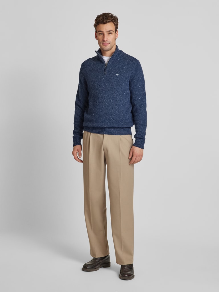 Fynch-Hatton Troyer aus Woll-Mix mit Label-Stitching (marine) online kaufen