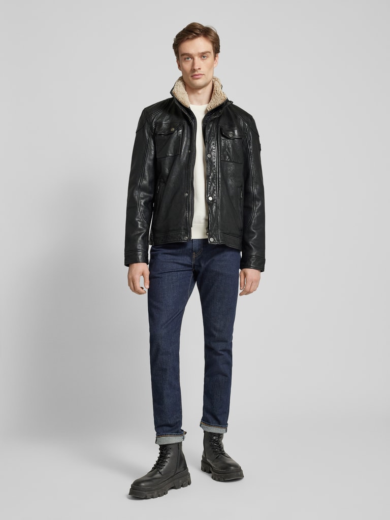 Gipsy Lederjacke mit Stehkragen Modell 'TALTON' (black) online kaufen