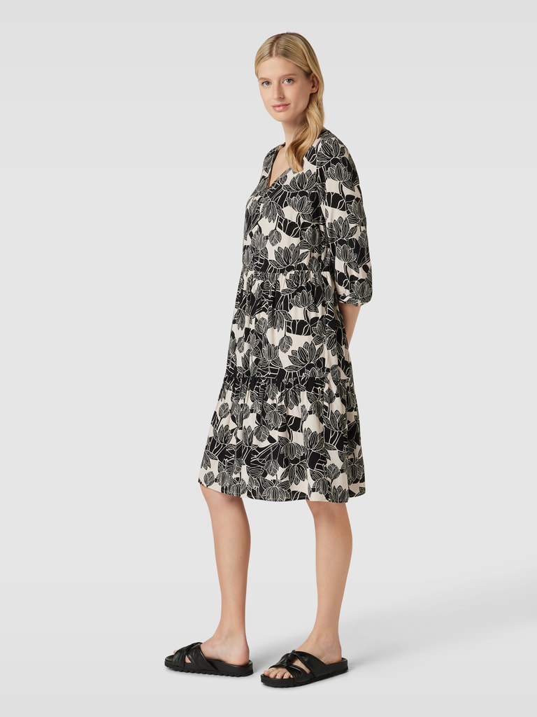 Montego Knielange jurk van viscose met all-over print in beige online ...