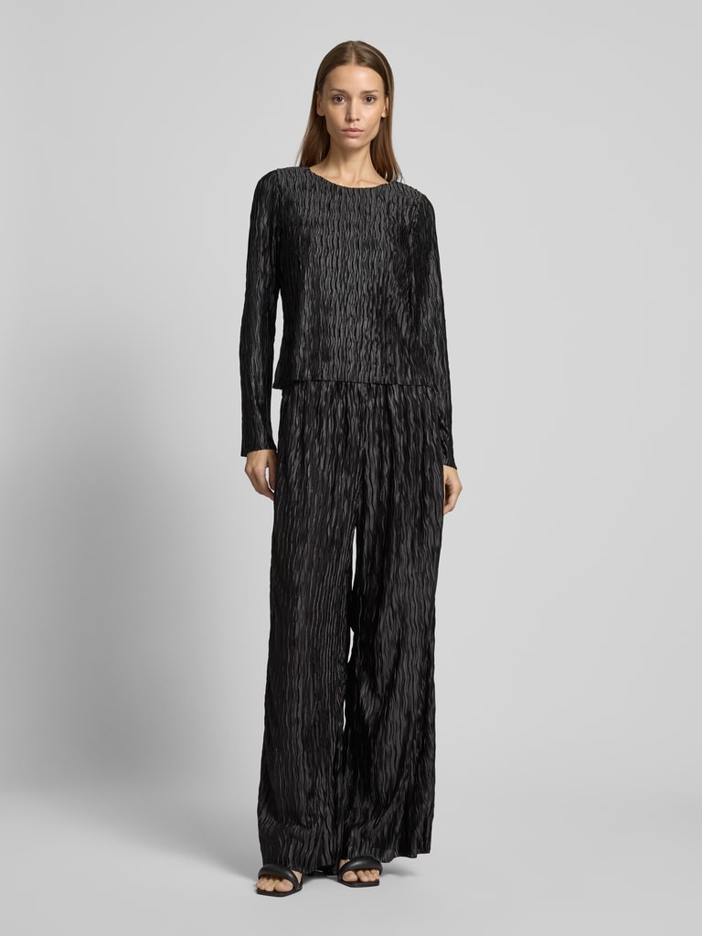 mbyM Slim fit blouse met structuurmotief, model 'Azuria' in zwart ...